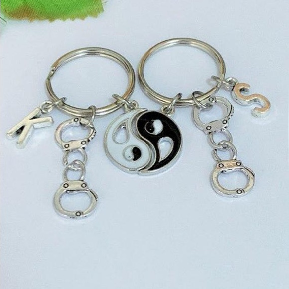 Jewelry | Set Of 2 Yin Yang Keychins Handcuff Keychains Initial | Poshmark